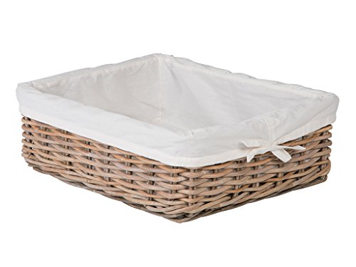 Kouboo Kobo Rattan Shelf and Storage Basket with Removable Liner, Gray, Small Size