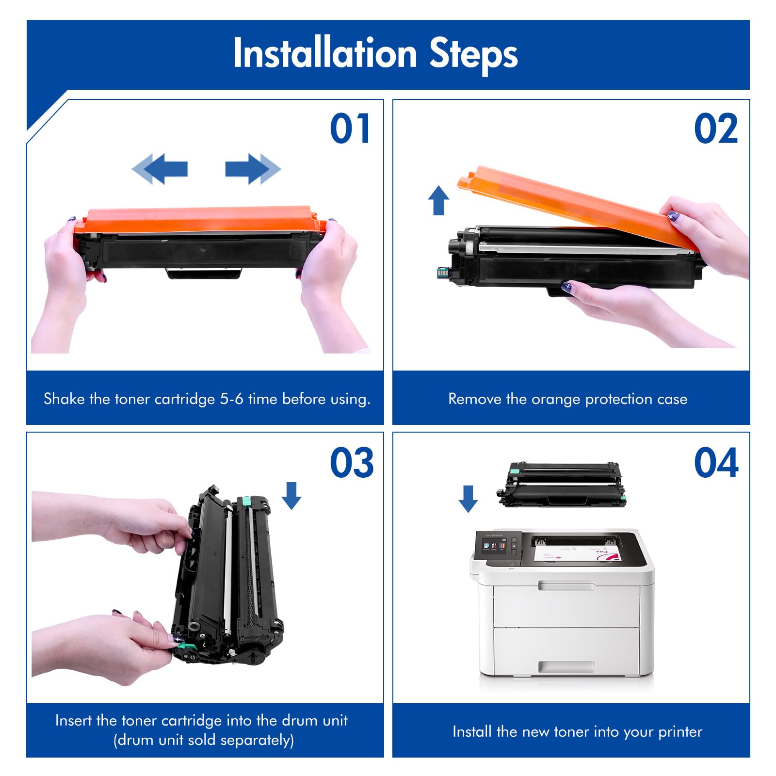 TN223 BK/C/M/Y MFC-L3770CDW Toner 4Pack: Compatible Toner Cartridge Replacement for Brother TN-223 TN 223 TN227 Work with HL-L3270CDW HL-L3210CW HL-L3290CDW MFC-L3710CW MFC-L3750CDW Printer