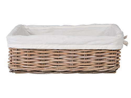 Kouboo Kobo Rattan Shelf and Storage Basket with Removable Liner, Gray, Small Size