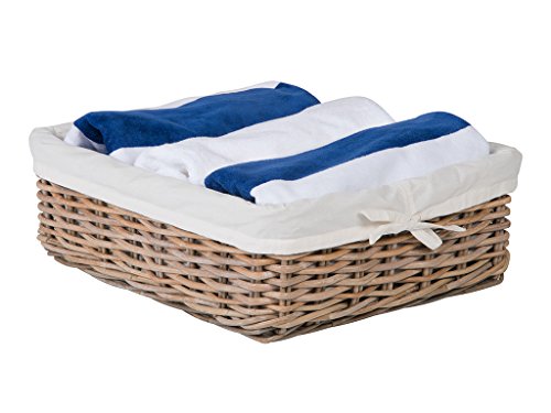 Kouboo Kobo Rattan Shelf and Storage Basket with Removable Liner, Gray, Small Size