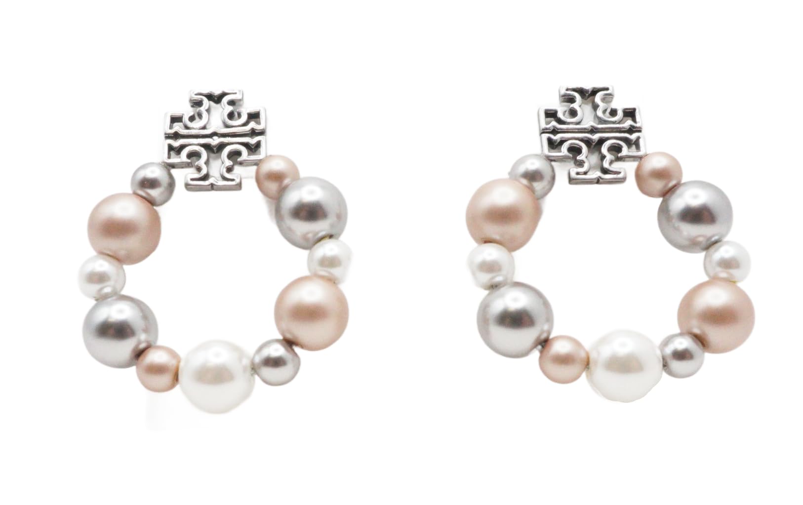 Tory Burch 86972 Britten Multicolor Pink/Grey/White With Silver Hardware Pearl Women's Statement Earring