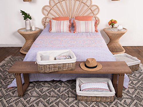 Kouboo Kobo Rattan Shelf and Storage Basket with Removable Liner, Gray, Small Size