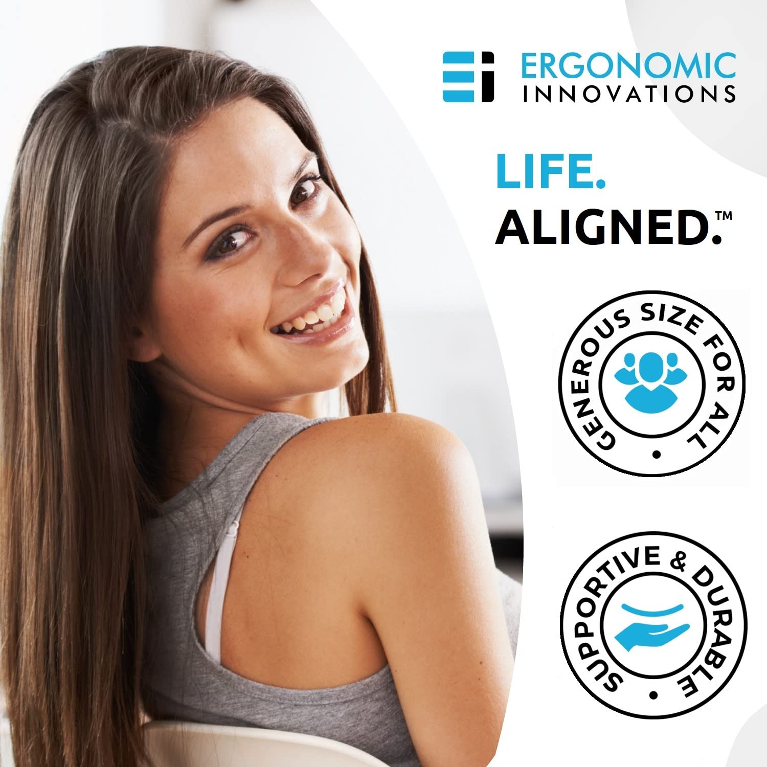 Ergonomic Innovations Gel Enhanced Memory Foam Seat Cushion for Office Chair, Coccyx Lower Back Support Tailbone Pain Relief Cushions, Work Chair Pad Pillow, Sciatica, Butt, Desk Chair Cushion