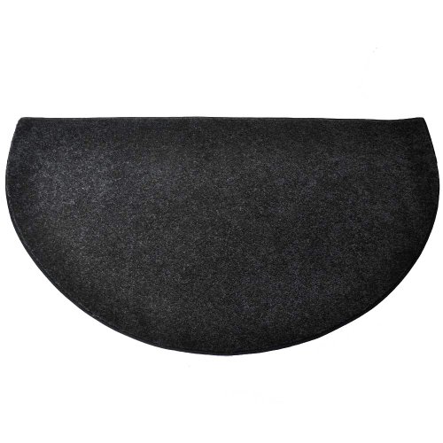 Flame 4' Half Round Polyester Fireplace Rug - Black