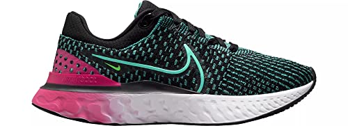 Nike Women's React Infinity Run Fk 3 Running Trainers Dd3024 Shoes, Black/Dynamic Turquoise/Pink P, 8.5