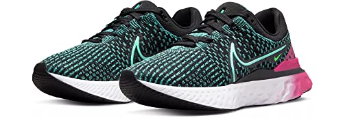 Nike Women's React Infinity Run Fk 3 Running Trainers Dd3024 Shoes, Black/Dynamic Turquoise/Pink P, 8.5