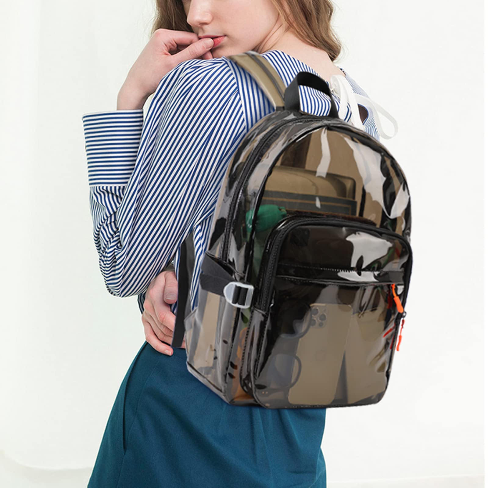 TINYAT Heavy Duty Transparent Clear backpack See Through Clear Bag for School, Concerts, Sports, Travel and Daily Use, T9051
