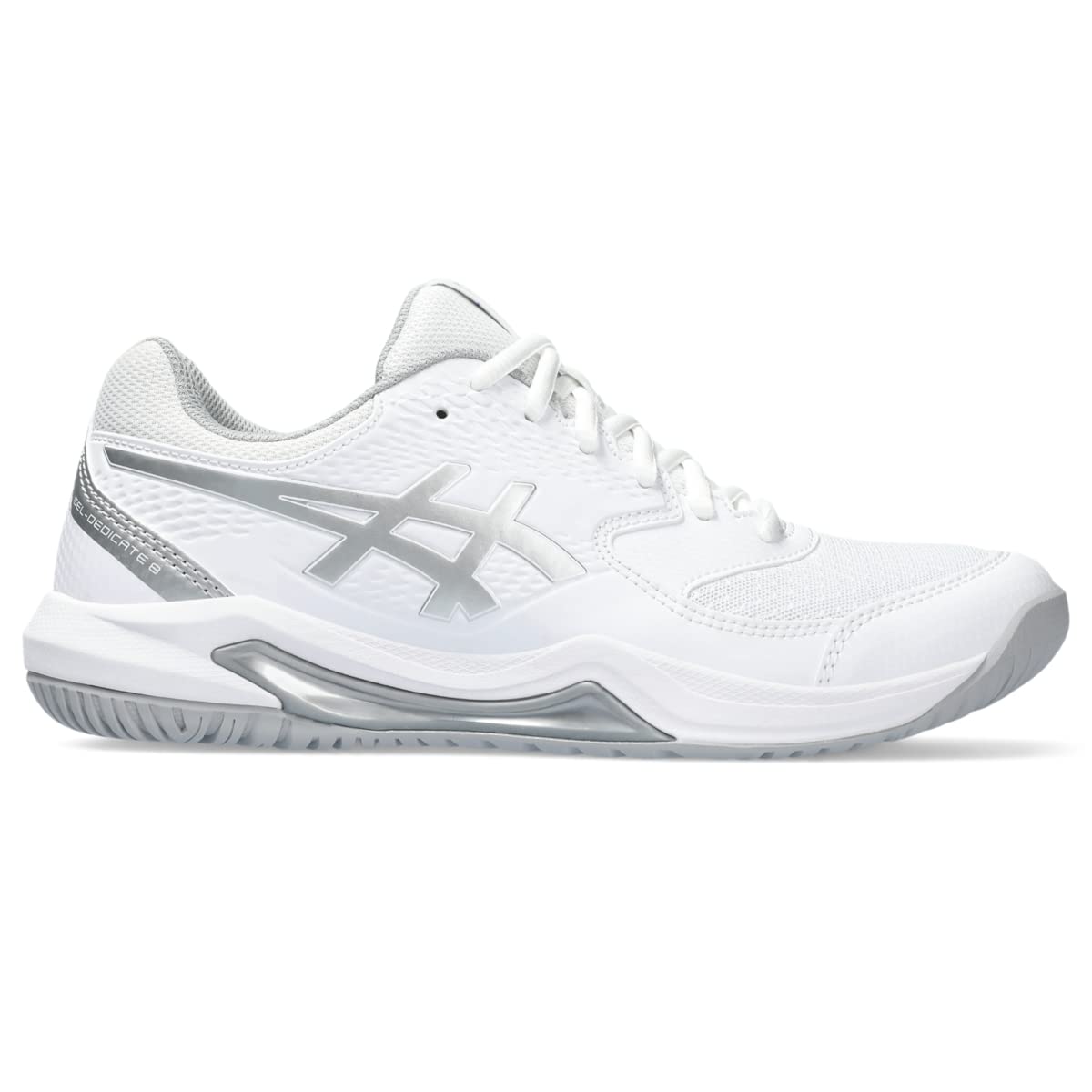 ASICS Women's Gel-Dedicate 8 Tennis Shoe, 7, White/Pure Silver