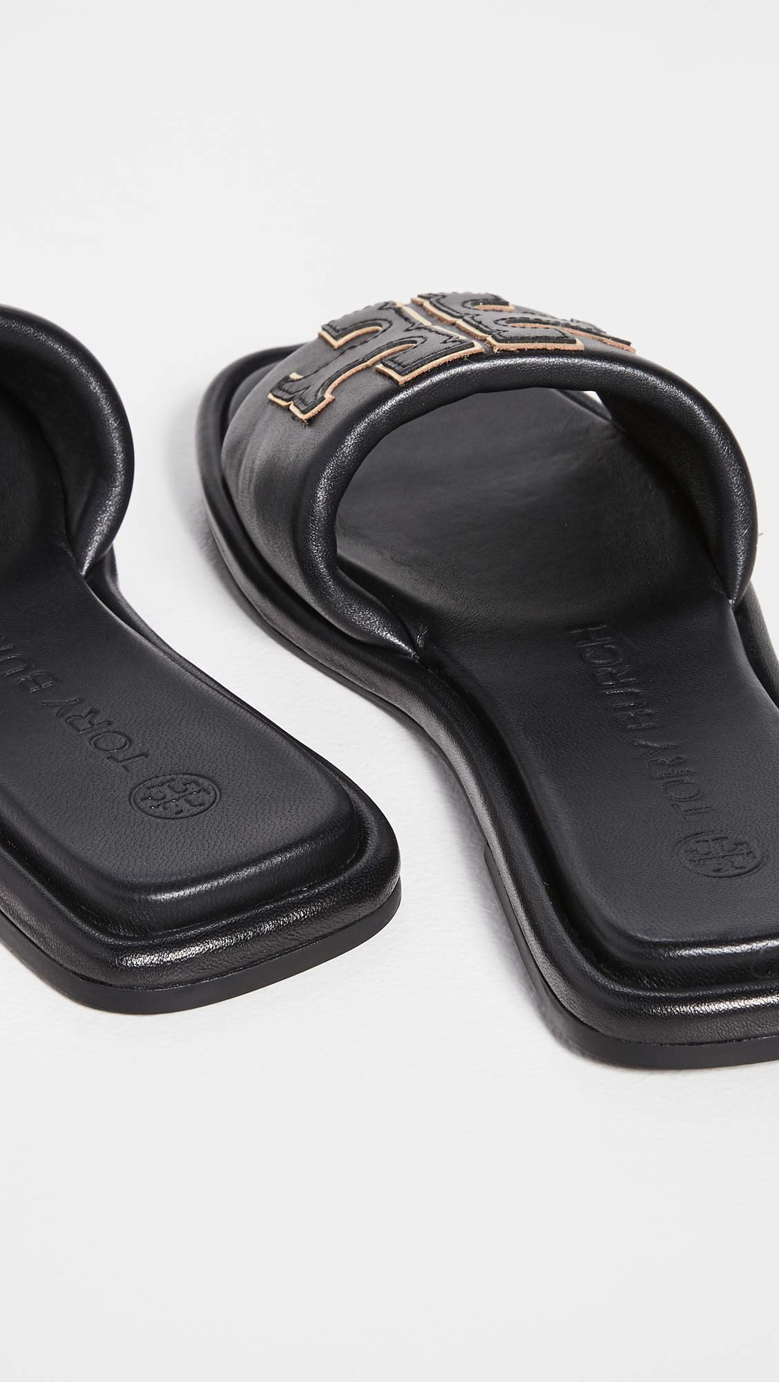 Tory Burch Women's Double T Sport Slides, Perfect Black/Gold, 7 Medium US