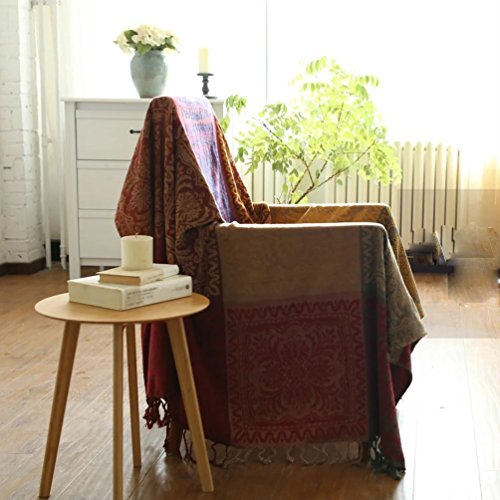 UNIGARDEN Chenille Jacquard Tassels Throw Blanket ,Soft Cozy Reversible Colorfu, Bohemian Throw Blankets Covers for Bed Couch Soft Chair (Tribal Pattern/B, Medium 60 inches x 75 inches)