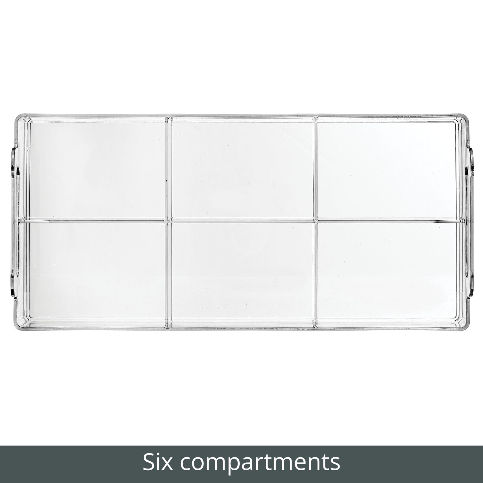 mDesign Compact Plastic Tea Storage Organizer Caddy Tote Bin - 6 Divided Sections, Built-in Handles - Holder for Tea Bags, Packets, Sweeteners and Small Packets, BPA free - Clear
