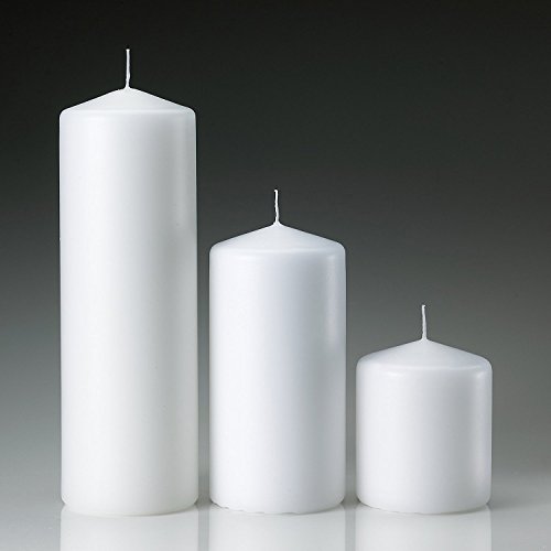 Light In The Dark White Pillar Candle Variety Set - 3 White Unscented Pillar Candles - Set Includes 3", 6" and 9" Candles