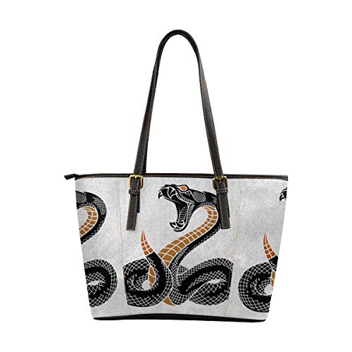 InterestPrint Viper Snake Handbag Tote Shoulder Bag, Top Handle Satchel Bag