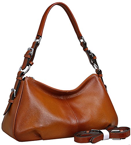 HESHE Genuine Leather Purses for Women Handbags Crossbody Bags Top Handle Tote Shoulder Bag Satchel Purses (Sorrel-NEW)