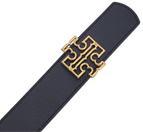 Tory Burch 141742 Britten Logo Black/Classic Tan With Gold Hardware 1.5 Inch Width Reversible Women's Belt (XL)