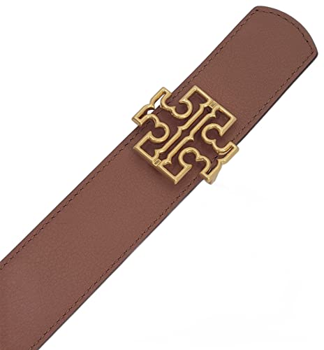 Tory Burch 141742 Britten Logo Black/Classic Tan With Gold Hardware 1.5 Inch Width Reversible Women's Belt (XL)