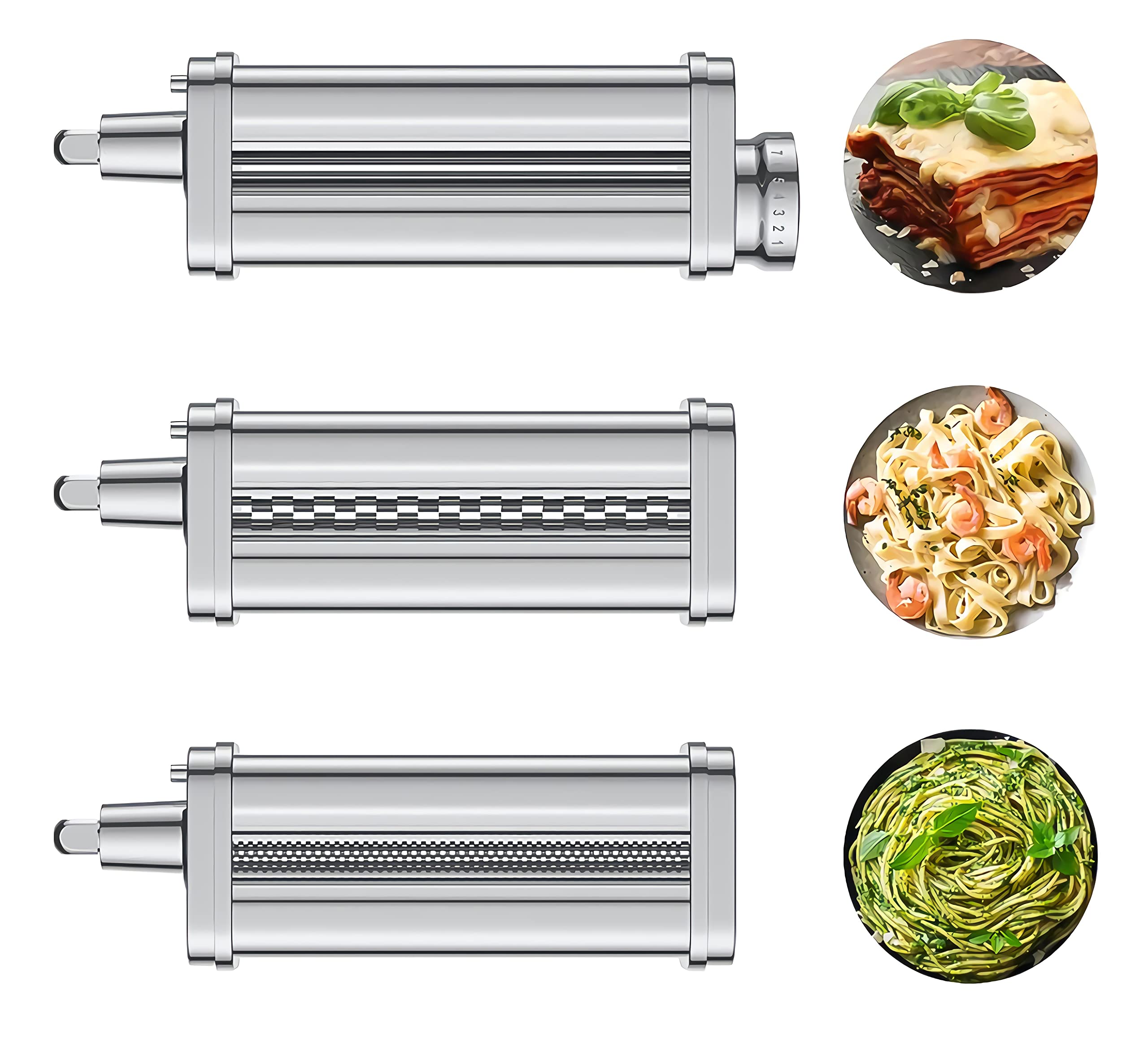 Pasta Attachment for Kitchenaid Stand Mixer,Cofun 3 Piece Pasta Maker Machine with Pasta Roller and Cutter Set for Dough Sheet, Spaghetti and Fettuccine kitchenaid Attachments for Mixer
