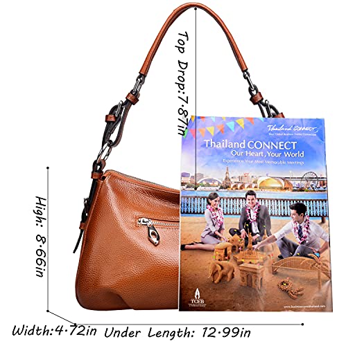 HESHE Genuine Leather Purses for Women Handbags Crossbody Bags Top Handle Tote Shoulder Bag Satchel Purses (Sorrel-NEW)