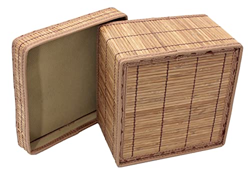 Seta Direct, Brown Natural Bamboo Organization Square Storage Box with Lid [Nesting Set of 3]