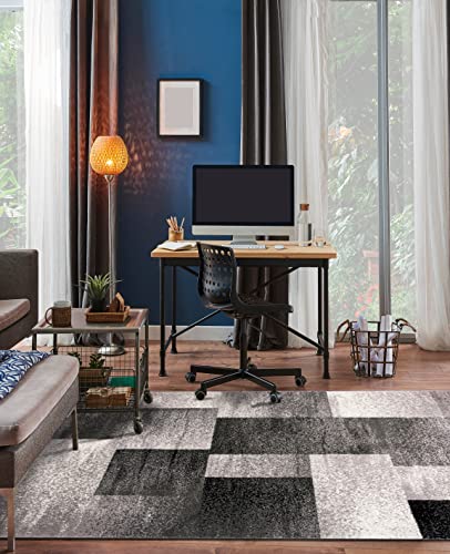Rugshop Modern Distressed Boxes Area Rug 5' x 7' Gray