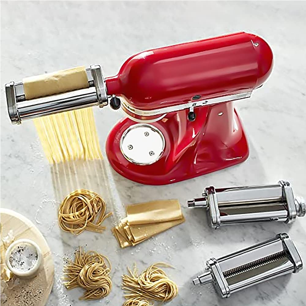 Pasta Attachment for Kitchenaid Stand Mixer,Cofun 3 Piece Pasta Maker Machine with Pasta Roller and Cutter Set for Dough Sheet, Spaghetti and Fettuccine kitchenaid Attachments for Mixer