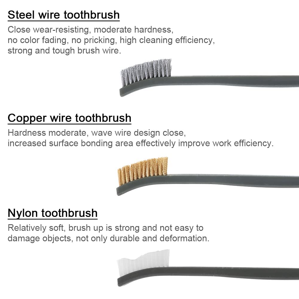 【The Best Deal】OriGlam 3pcs Mini Wire Brush Set, Rust Paint Metal Cleaner, Cleaning Welding Slag and Rust, Handy Steel/Nylon/Brass Brush Set Suitable for Cleaning Paint/Rust/Dirt