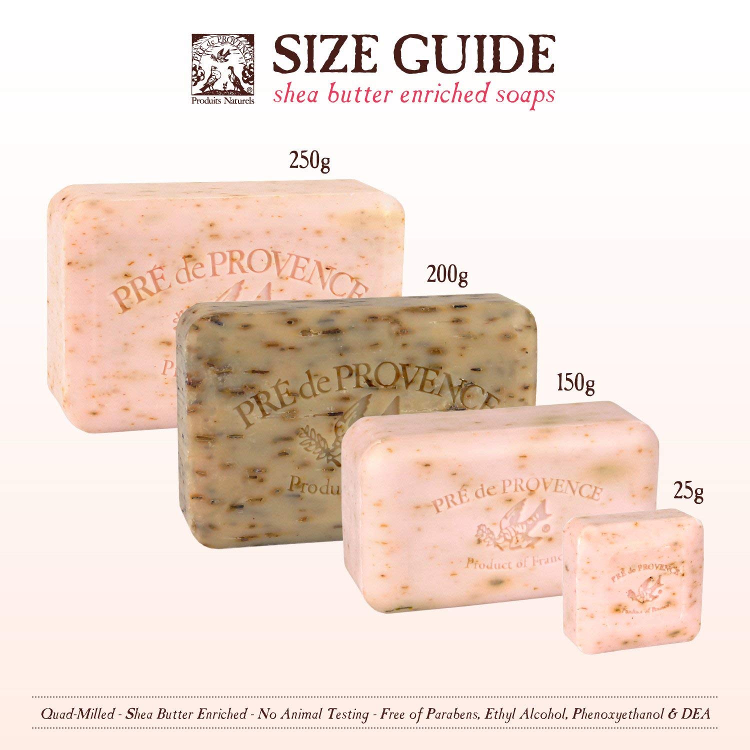 Pre de Provence Artisanal French Moisturizing Soap Bar, Shea Butter Enriched, Quad Milled for Long Lasting Rich Smooth Lather, 5.3 Ounce, Rose Petal