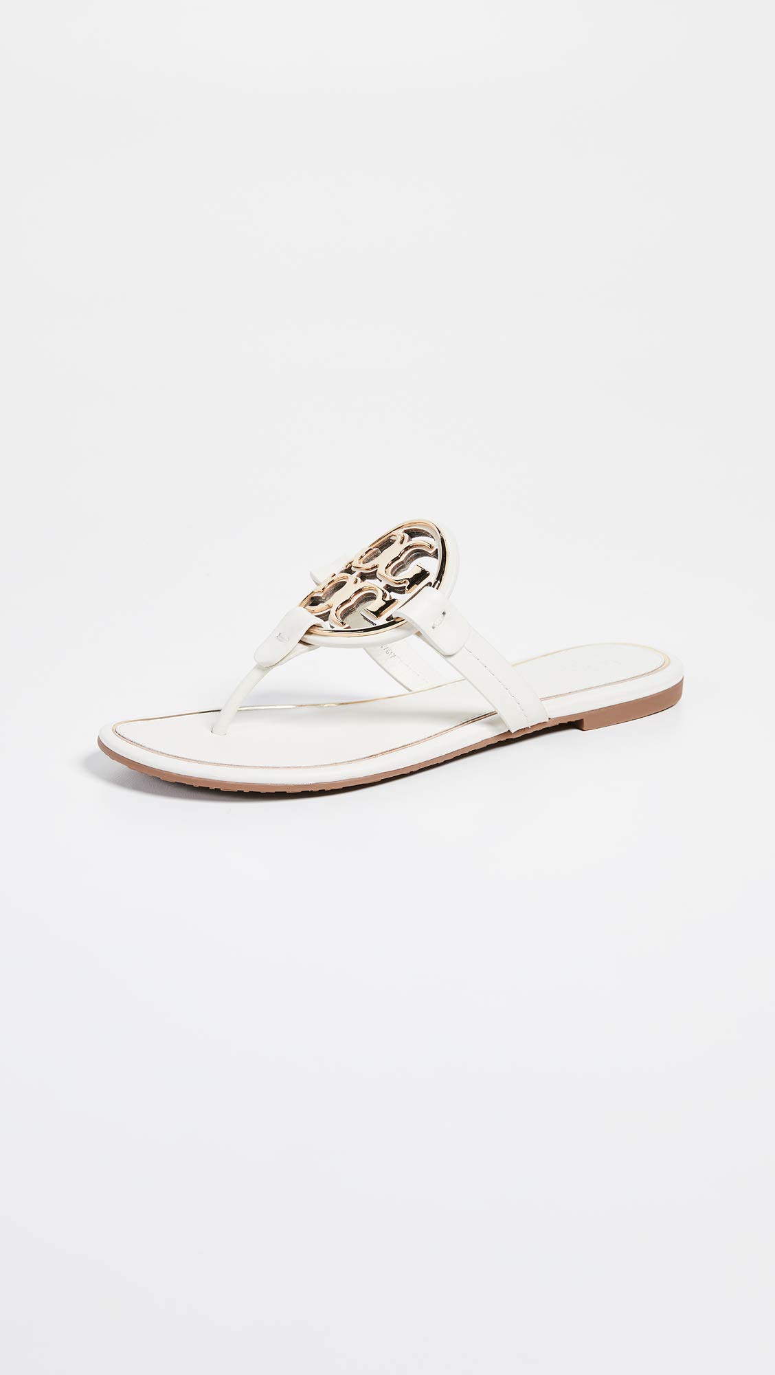 Tory Burch Women's Metal Miller Flip Flops, Bleach/Gold, 7.5 Medium US