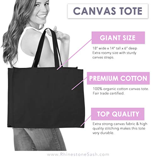 Bride Wedding Tote Bag - Rhinestone Flirty Bride Tote - 18" x 14" Premium Quality Bachelorette Party Gift Bag - Hot Pink