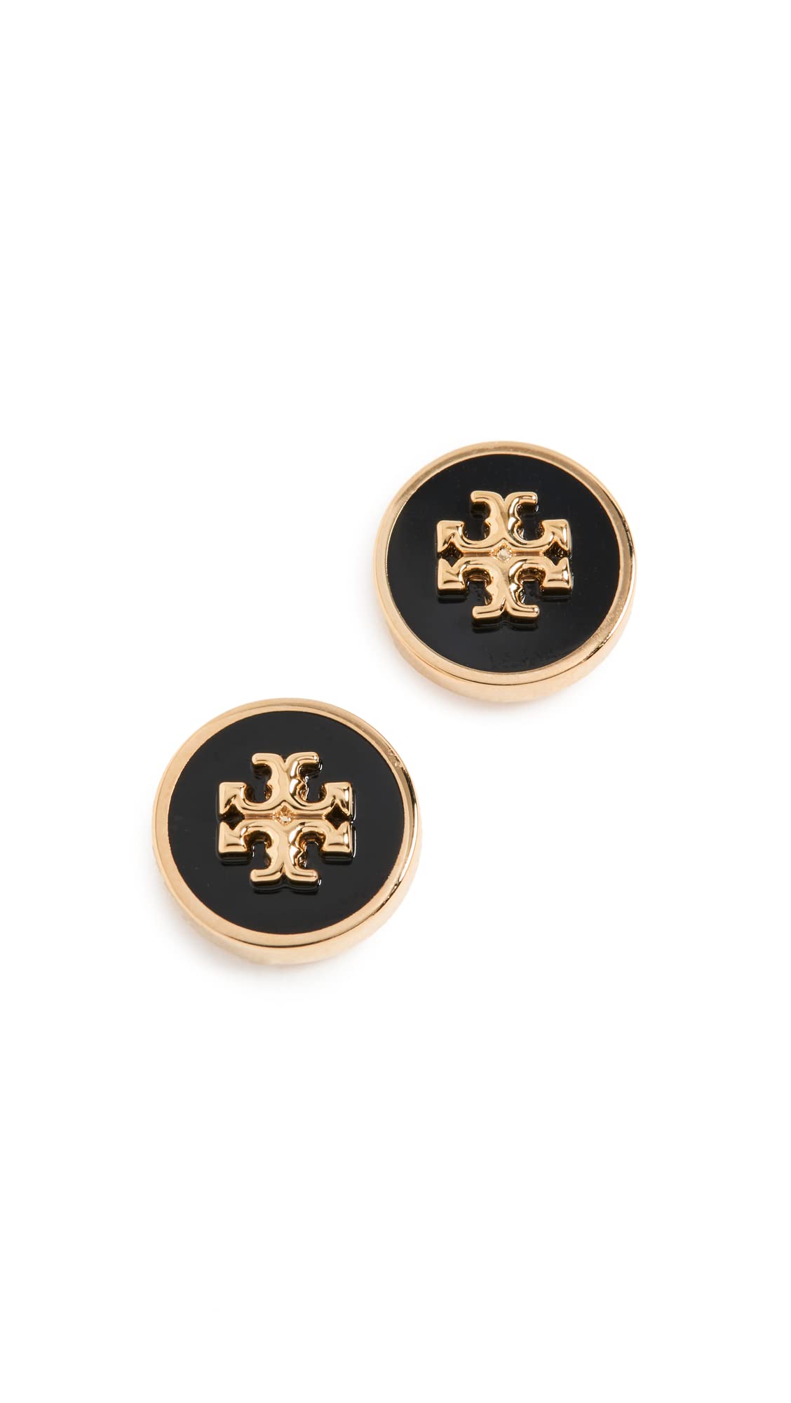 Tory Burch Women's Kira Enamel Circle Stud Earrings, Tory Gold/Black, One Size