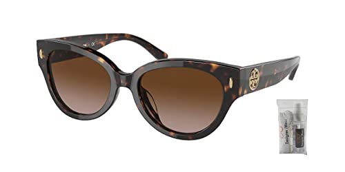 Tory Burch TY7168U 172813 52MM Dark Tortoise/Brown Gradient Cateye Sunglasses for Women + BUNDLE With Designer iWear Eyewear Kit