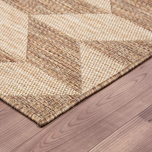 PRIYATE Chevron Outdoor/Indoor Area Rug 8' x 10' – Moroccan Inspired Ourika Geometrical Collection - Easy Clean, Pet Friendly, High Traffic Carpet - Patio, Deck, Pool Side, Living & Dining Room