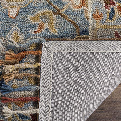 SAFAVIEH Aspen Collection 5' x 8' Grey / Navy APN110A Handmade Boho Braided Tassel Wool Area Rug