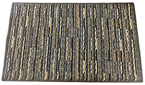 Chenille Striped Entrance Rug, Non-Skid Home, Kitchen, Floor Mat, Comfortable Standing Rug, 17" x 28" Grey