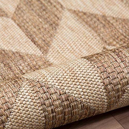 PRIYATE Chevron Outdoor/Indoor Area Rug 8' x 10' – Moroccan Inspired Ourika Geometrical Collection - Easy Clean, Pet Friendly, High Traffic Carpet - Patio, Deck, Pool Side, Living & Dining Room