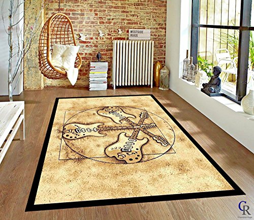 Music Room Band Rock & ROLL Three Electric Guitars Novelty Area Rug (5ā 3ā X 7ā 5ā)