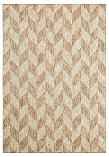 PRIYATE Chevron Outdoor/Indoor Area Rug 8' x 10' – Moroccan Inspired Ourika Geometrical Collection - Easy Clean, Pet Friendly, High Traffic Carpet - Patio, Deck, Pool Side, Living & Dining Room
