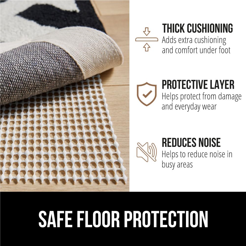Gorilla Grip Extra Strong Rug Pad Gripper, Grips Keep Area Rugs in Place, Thick, Slip and Skid Resistant Pads for Hard Floors, Under Carpet Mat Cushion and Hardwood Floor Protection, 2x3 FT