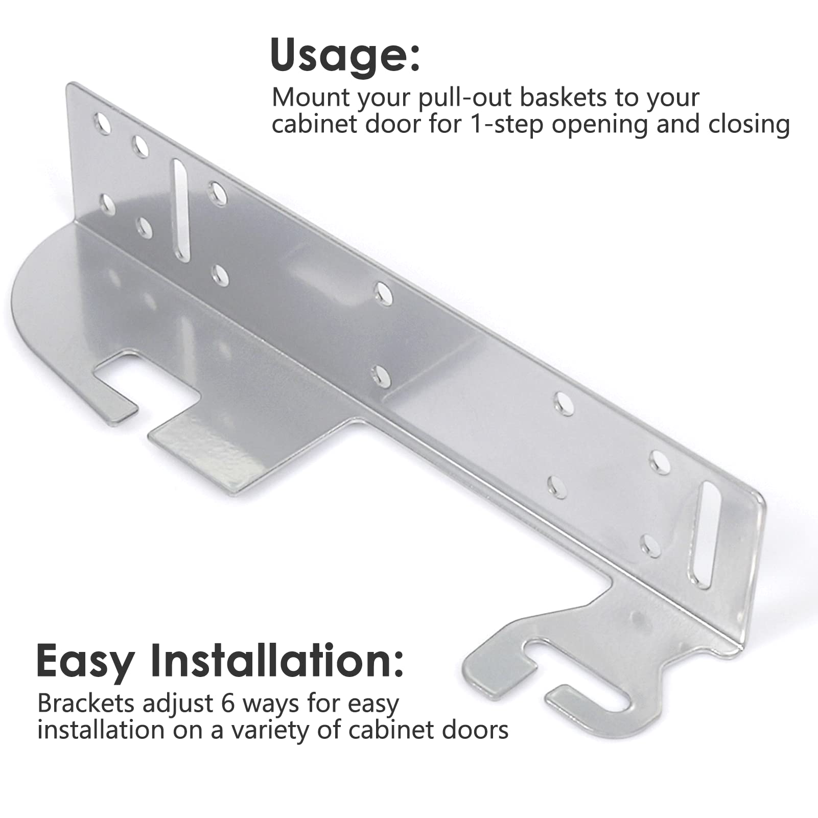 HRepair 5WD-DMKIT Metal Door Shelf Mount Silver Kit For 5wb1 5wb2 5cw2 Organizer Basket Series RV Pull Out Wire Baskets Cabinet Kitchen Cookware Organizers Waste Containers