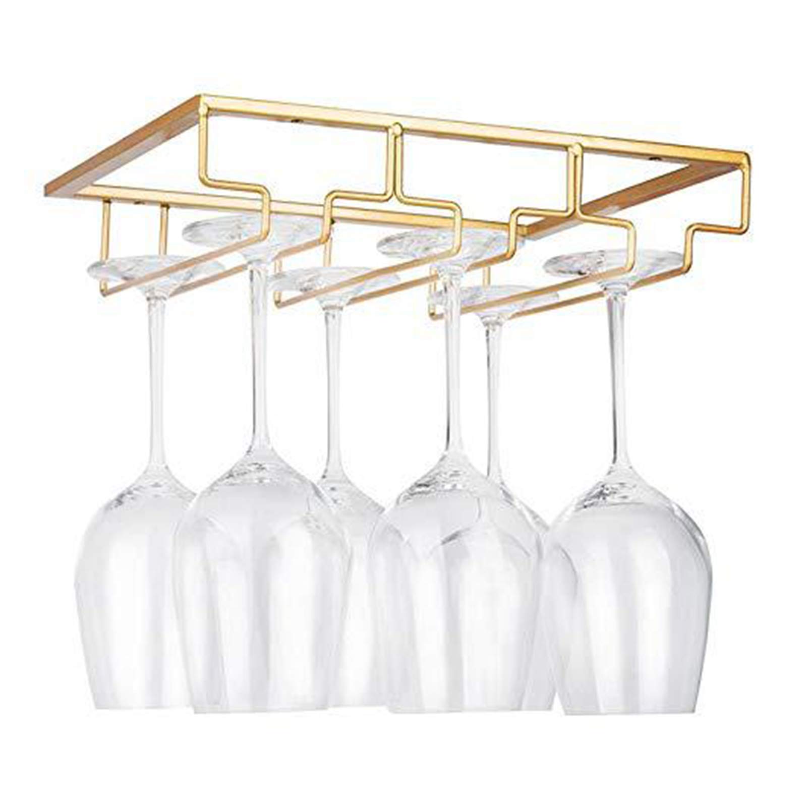 Wine Glass Rack Under Cabinet Stemware Rack,Metal Wire Wine Glass Hanger Holder for Cabinet Kitchen Bar 3 Rows for 6-9 Glasses (Black)