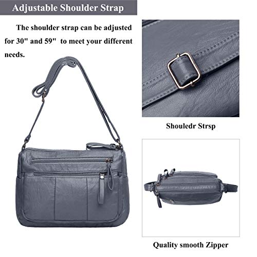 VOLGANIK ROCK Women Crossbody Bag Pocketbooks Soft PU Leather Purses and Handbags Multi Pocket Shoulder Bag Messenger Bag