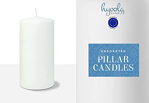 Hyoola White Pillar Candles 4x8 Inch - Unscented Pillar Candles - 2-Pack - European Made