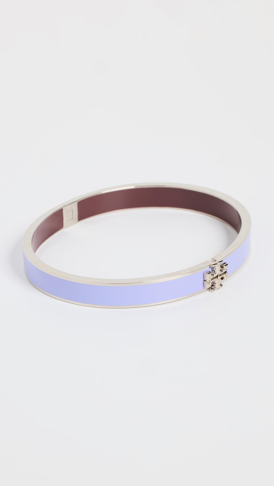 Tory Burch Women's Kira Enamel 7mm Bracelet, Tory Silver/Lavender/Chocolate, Medium