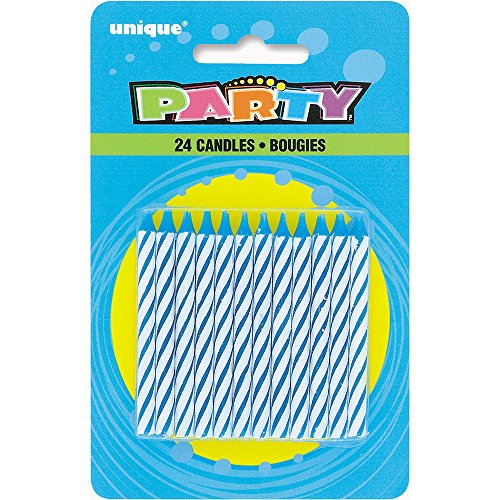 Unique Stripes Party Candles, 2.5", Blue