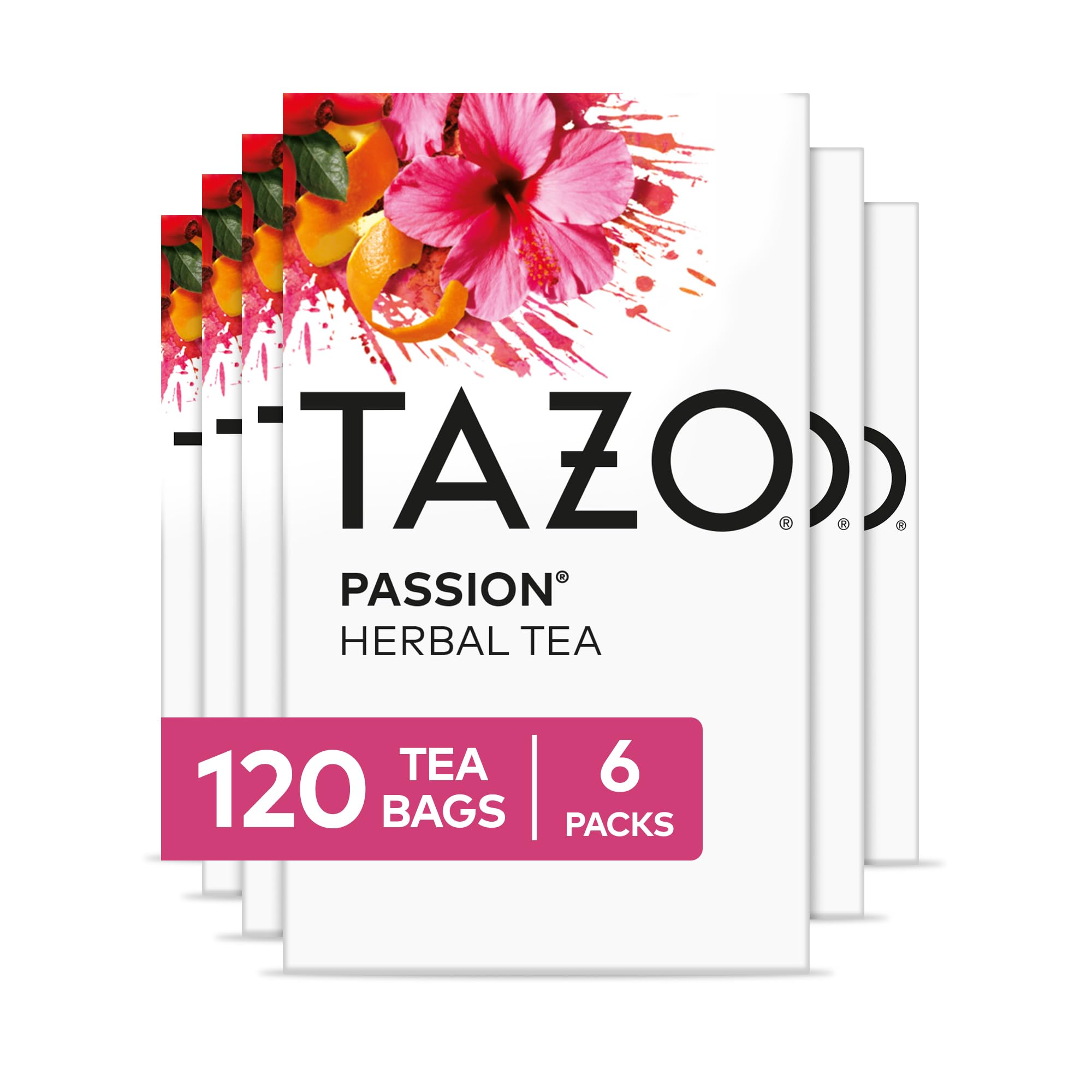TAZO Iced Tea Bags, Passion Herbal Tea, Caffeine Free, 20 Tea Bags (Pack of 6)