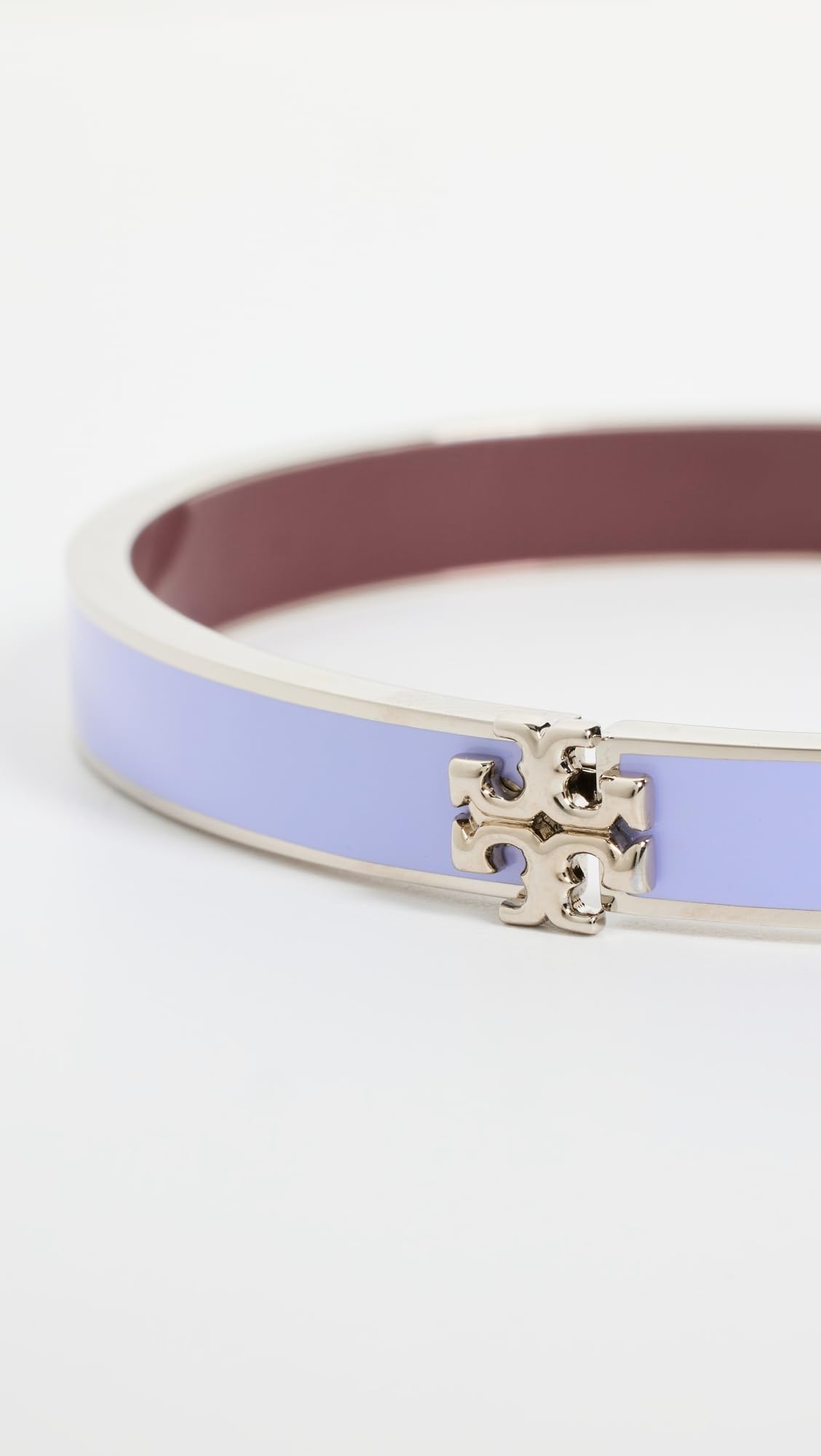 Tory Burch Women's Kira Enamel 7mm Bracelet, Tory Silver/Lavender/Chocolate, Medium