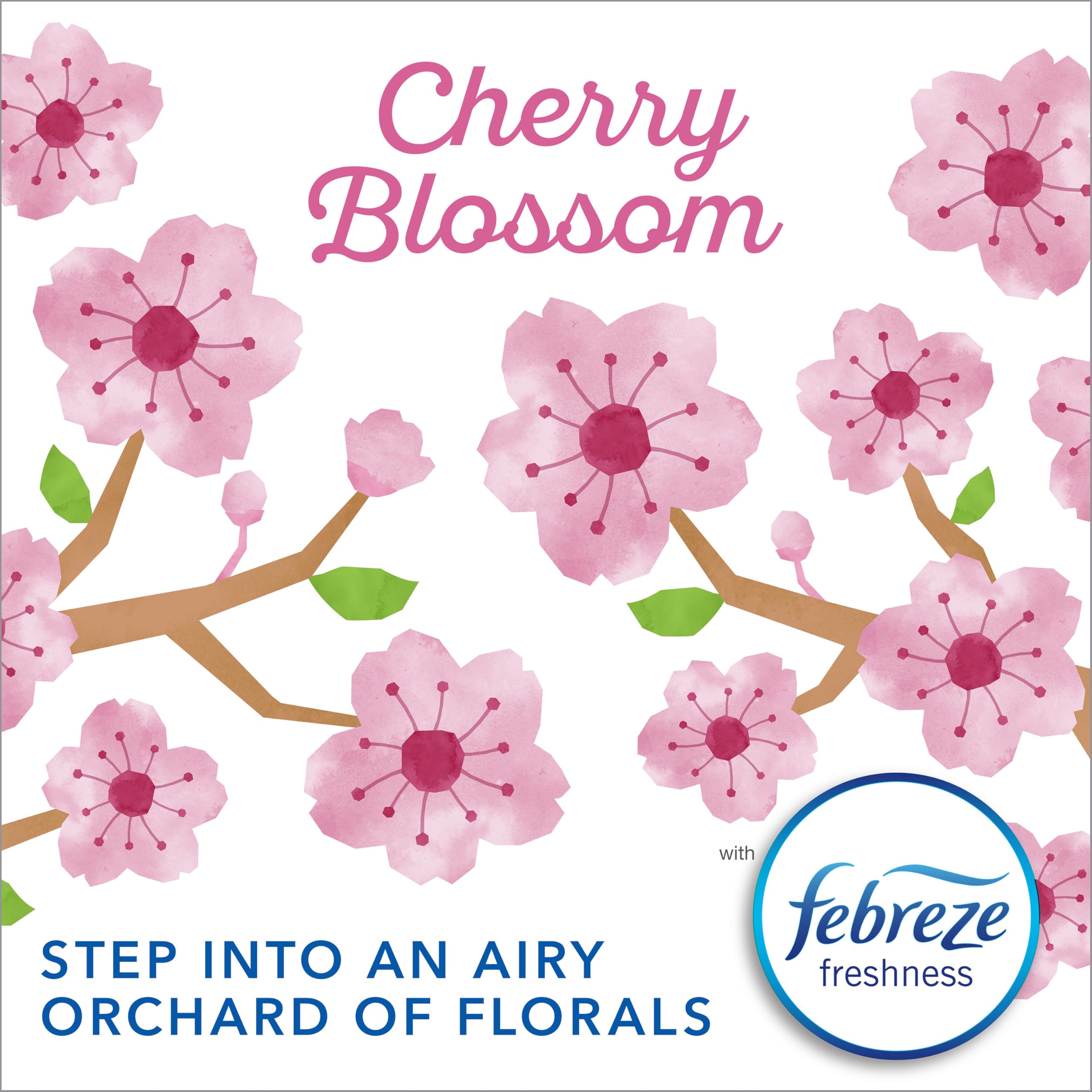 Glad ForceFlexPlus Tall Kitchen Drawstring Trash Bags, 13 Gallon Trash Bag, Febreze Cherry Blossom, 34 Count