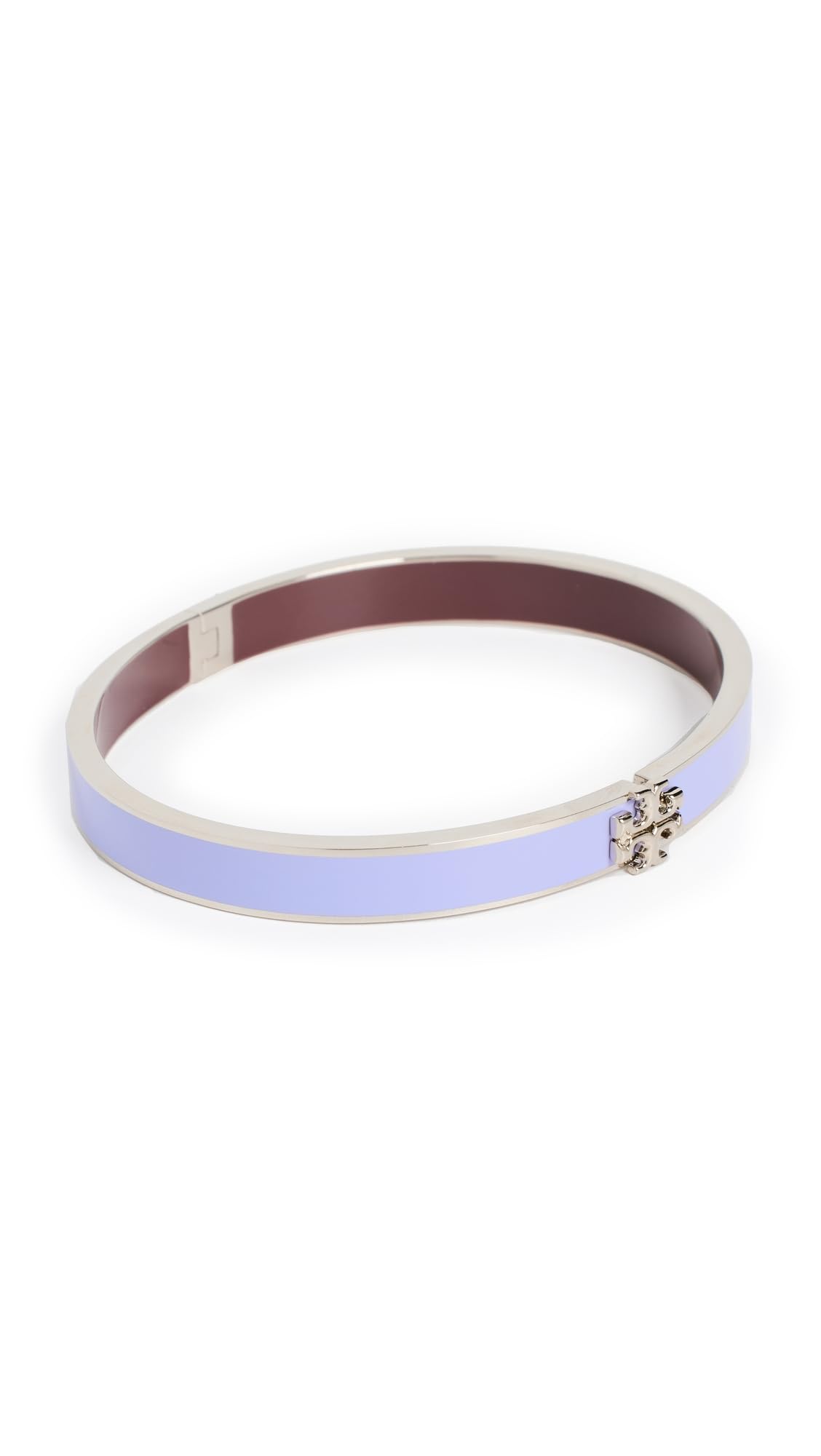 Tory Burch Women's Kira Enamel 7mm Bracelet, Tory Silver/Lavender/Chocolate, Medium