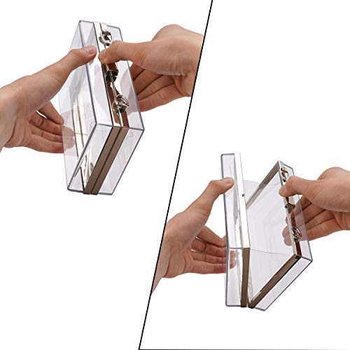 CuteClear Clear Acrylic Clutch Purse for Women Transparent Plastic Box Crossbody Shoulder Bag Stadium Approved & Concert (Silver)