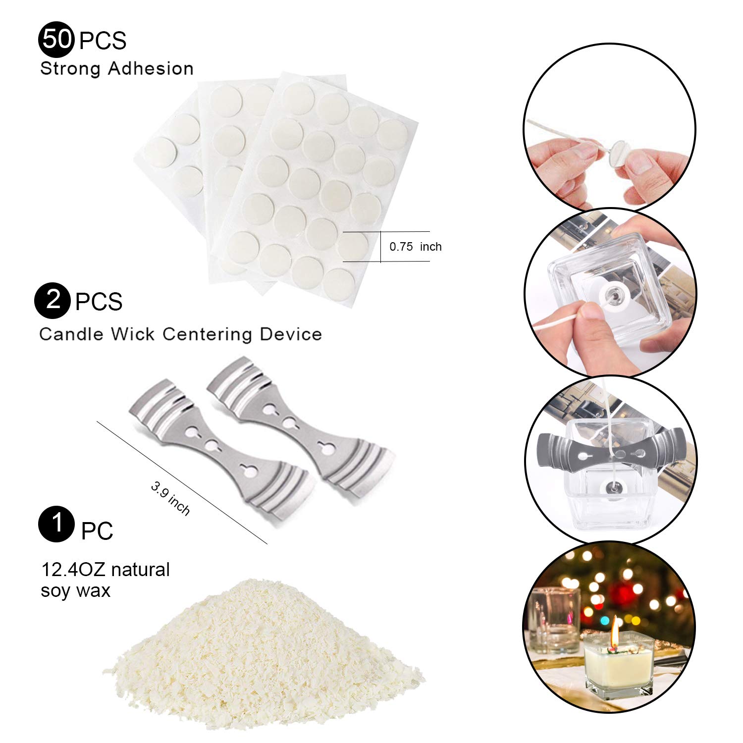Candle Making Kit Supplies, Soy Wax DIY Candle Craft Tools Including Candle Make Pouring Pot, Candle Wicks, Wicks Sticker, 3-Hole Candle Wicks Holder, Natural Soy Wax and Spoon